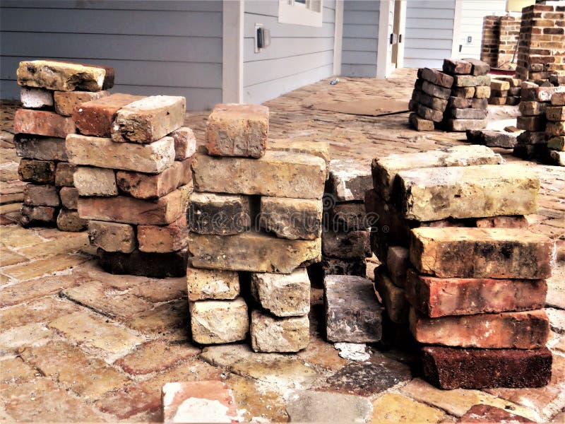 Bricks Stacked on Construction Site Stock Image - Image of residential ...