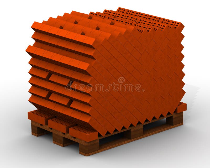 Bricks stacked on pallet stock illustration. Illustration of stack ...