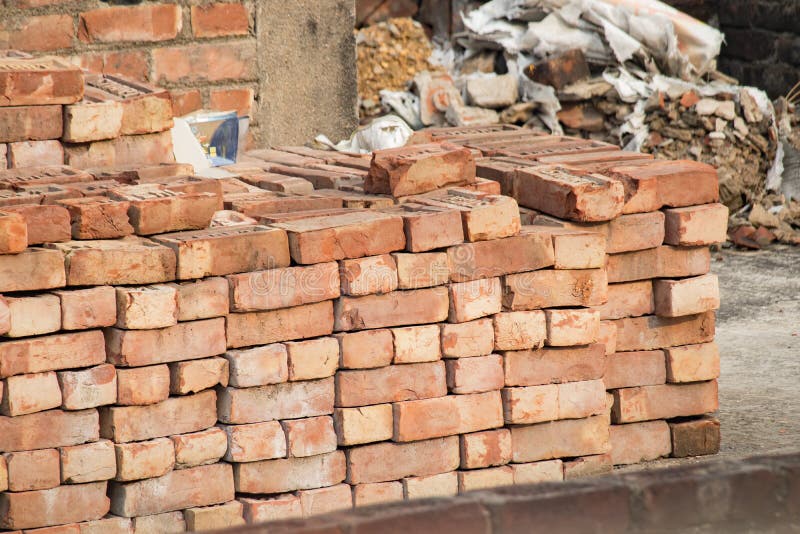 Bricks Stacked Together for Construction in Indian Urban Area Stock ...