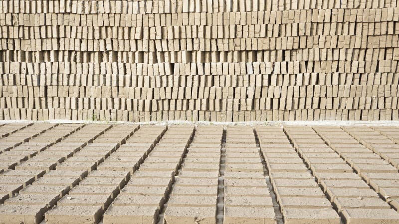 Raw Traditional Indonesian Bricks Being Dried in the Sun Stock Photo ...
