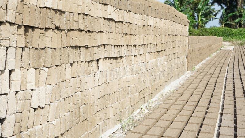Raw Traditional Indonesian Bricks Being Dried in the Sun Stock Photo ...