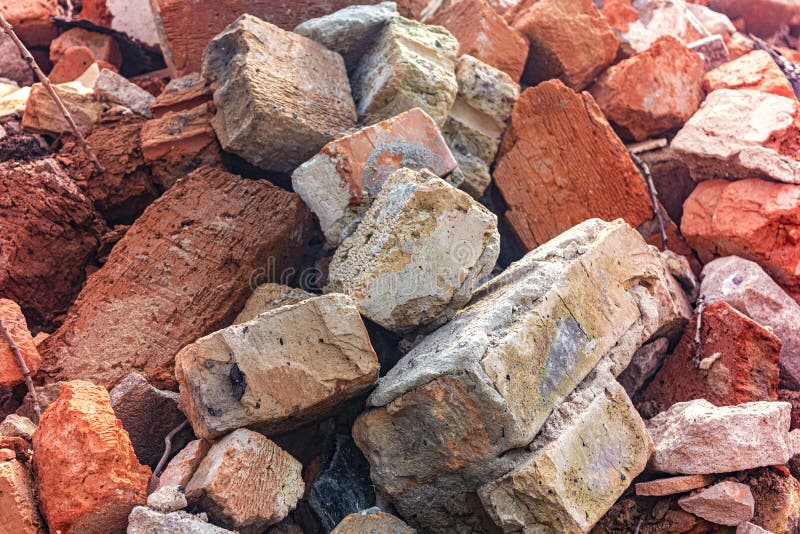 Construction Garbage Bricks Stones Mortar Close Up Stock Photo - Image ...