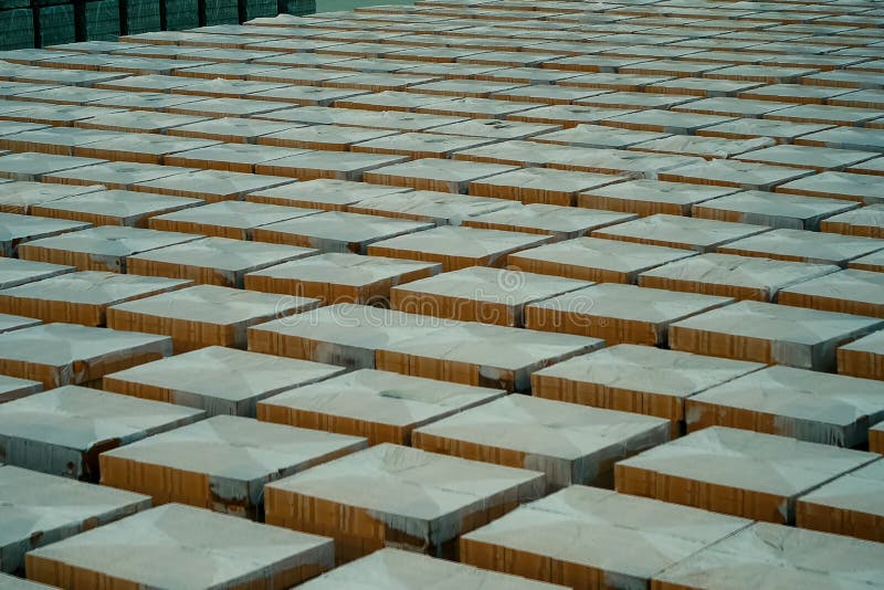 Bricks are Stored in an Open Air Warehouse. Red Brick Stock Image ...