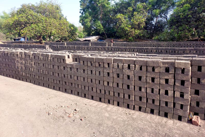Bricks are Stored in an Open Area Stock Image - Image of landscape ...