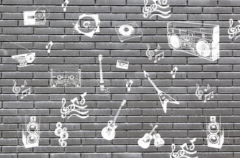 Bricks with Symbols of Music Stock Photo - Image of concert, folk: 56311704