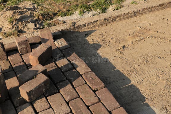 Bricks Unfinished Road Path Stock Image - Image of path, bricks: 373944221