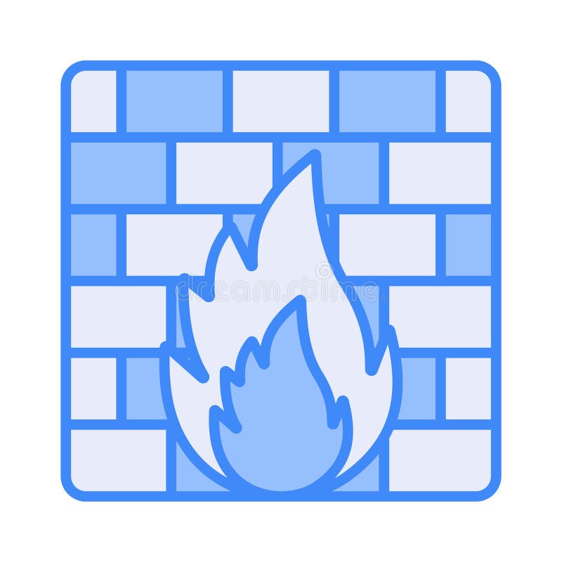 Bricks Wall Fire Flame. Symbol of Antivirus Stock Vector - Illustration ...