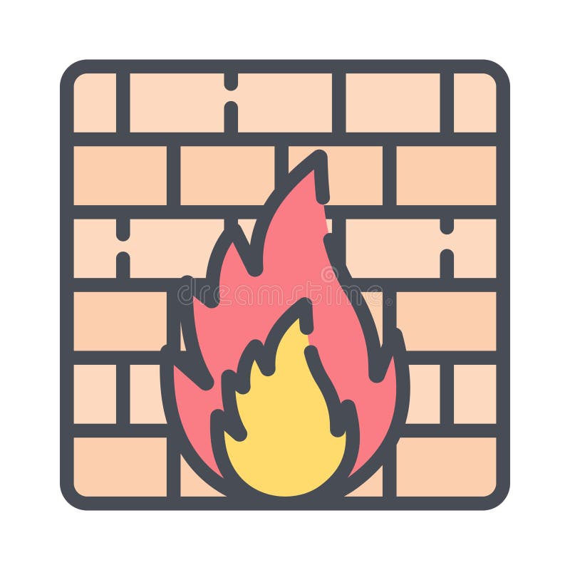Fire Wall, Protection and Security Vector Icons Set Cyber Computer ...