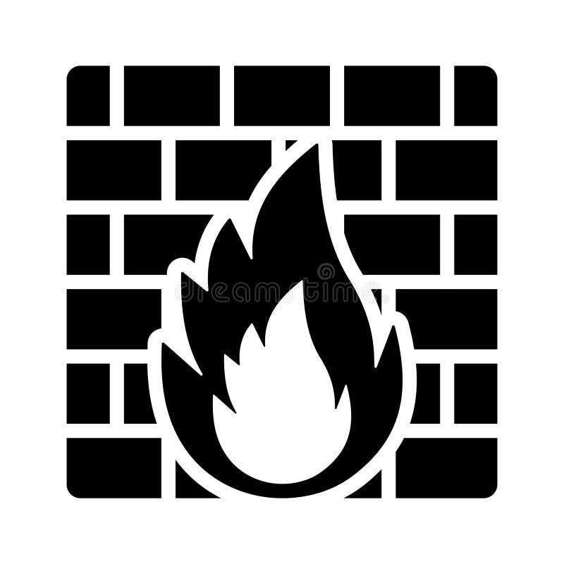 Bricks Wall Fire Flame. Symbol of Antivirus Stock Vector - Illustration ...