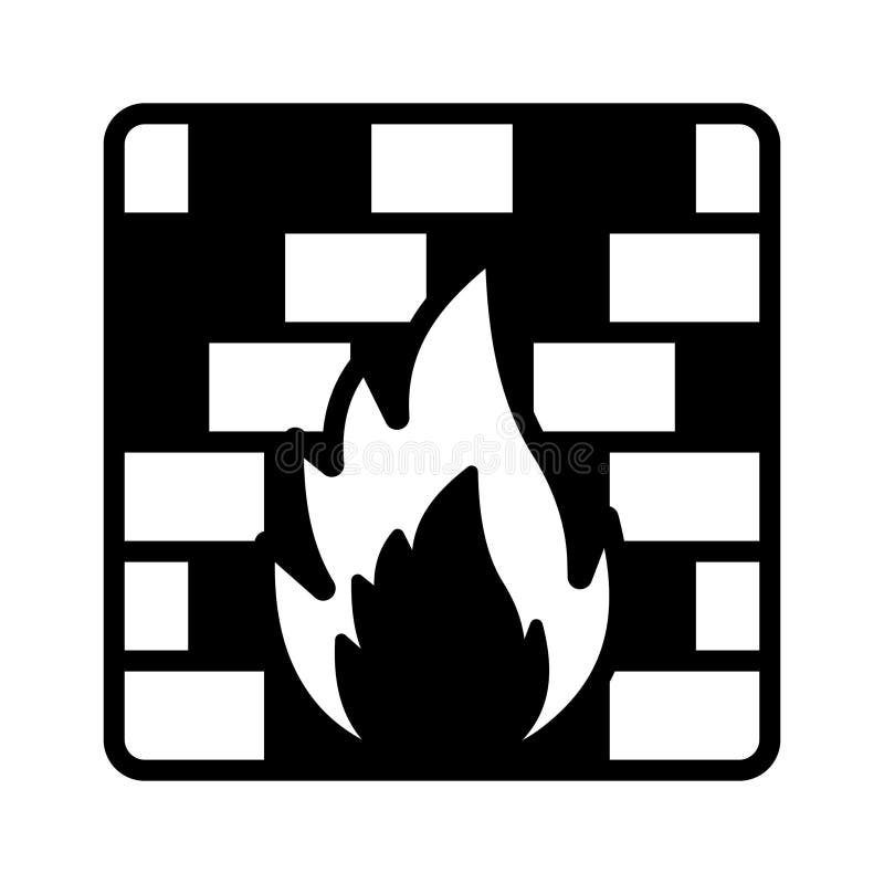 Bricks Wall Fire Flame. Symbol of Antivirus Stock Vector - Illustration ...
