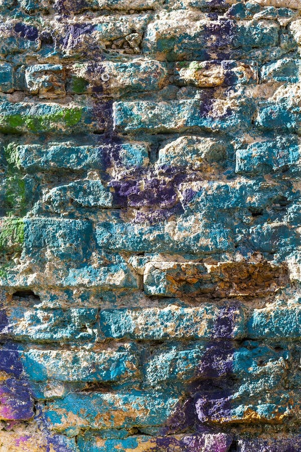 Bricks Wall Painted in Different Paint Pastel Colours. Stock Photo ...
