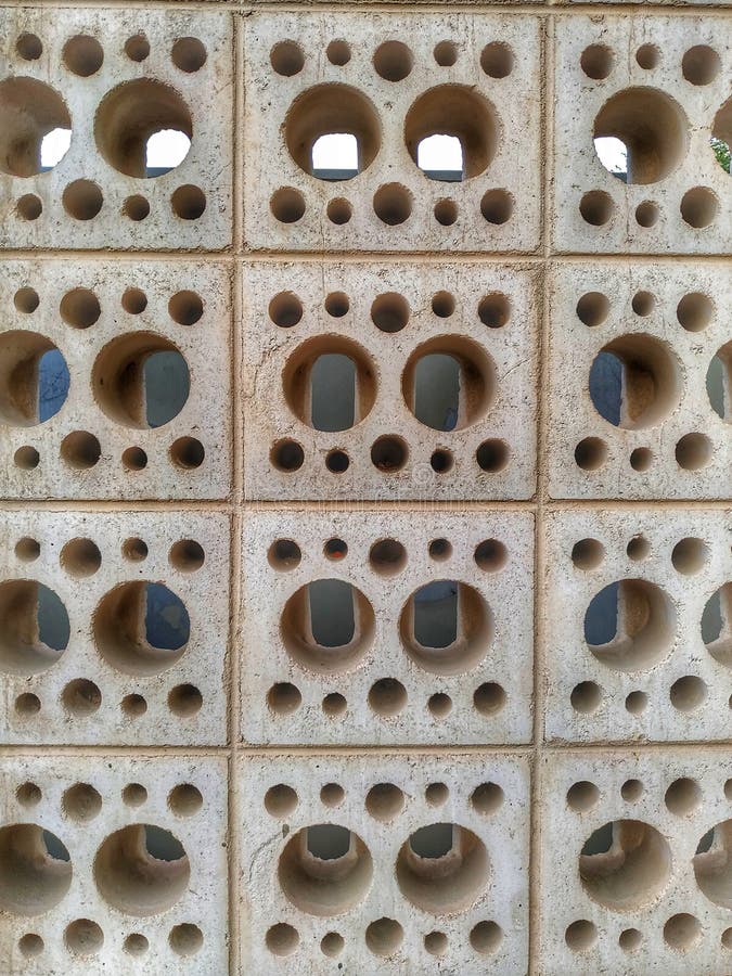 Bricks Wall with Round Holes Abstract Stock Photo - Image of carving ...