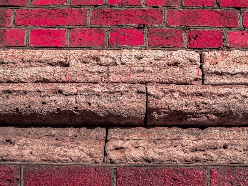 Brickwork of Big Grey Bricks between Bright Pink Crimson Geometric ...