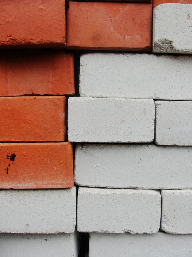 Brickwork. Compilation, a Combination of Red and White, Sand-lime Brick ...