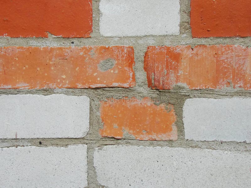Brickwork. Compilation, a Combination of Red and White, Sand-lime Brick ...