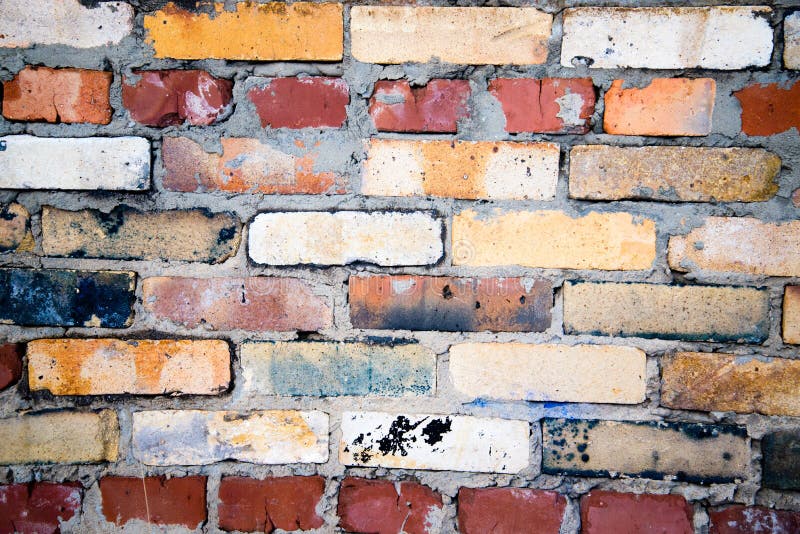 Structure Blue and Yellow Brick. Natural Wall of Colored Bricks. Stock ...