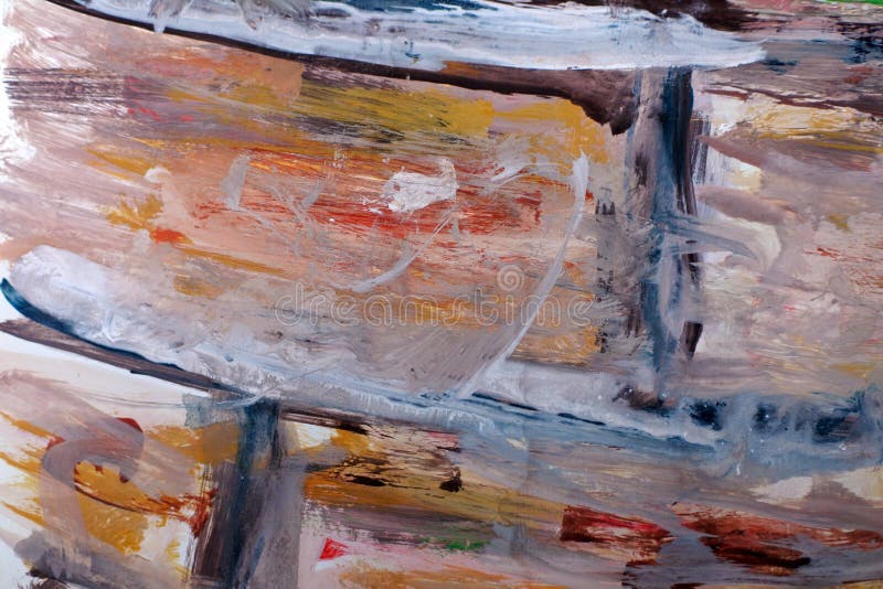 Smudges of Dull Paint. Brickwork Element. Abstract Sketch in Brown ...