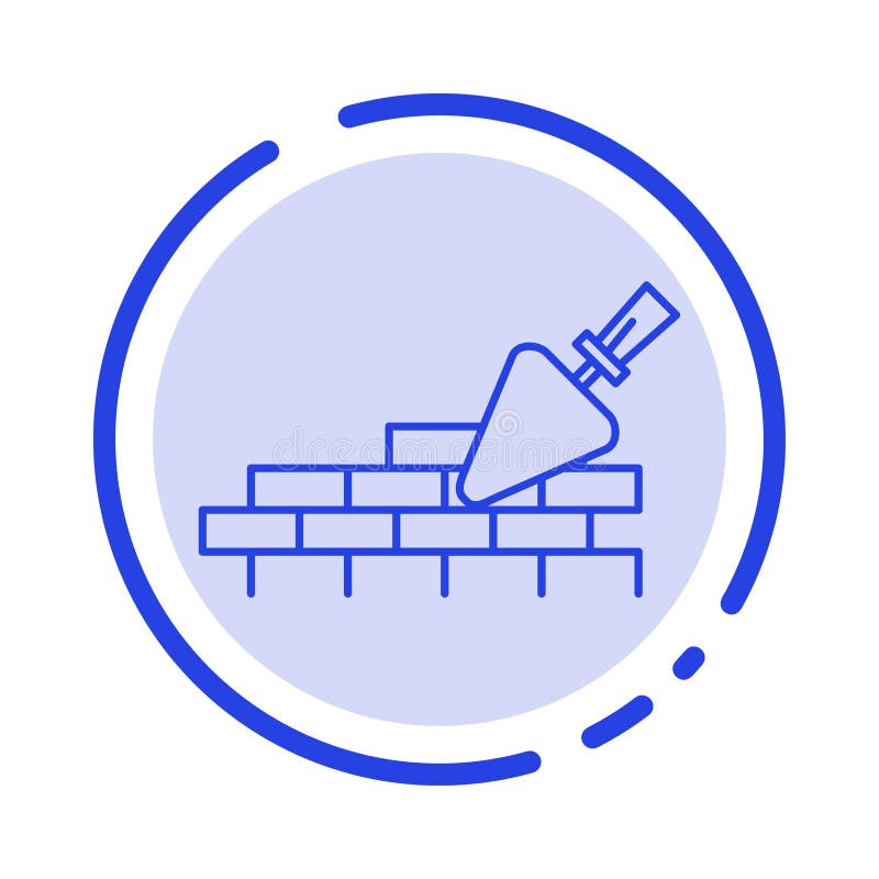 Brickwork, Mason, Building, Travel Blue Dotted Line Line Icon Stock ...