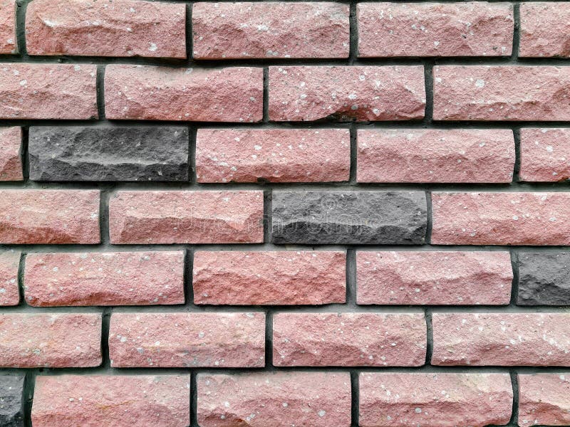 Brickwork of Pink and Gray Bricks, Uniform Texture Background, Close-up ...