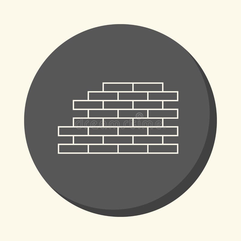 Brickwork, Round Linear Icon with the Illusion of Volume, Simple Color ...