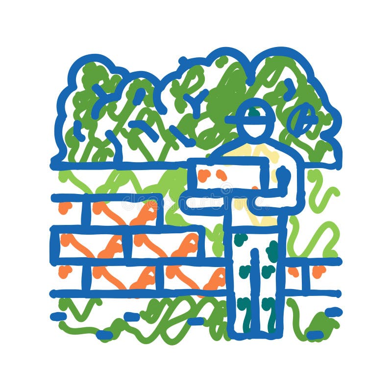Brickwork Services Icon Doodle Illustration Stock Illustration ...
