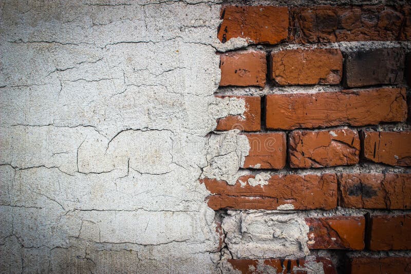 Brickwork Texture with Plaster Elements Stock Image - Image of abstract ...