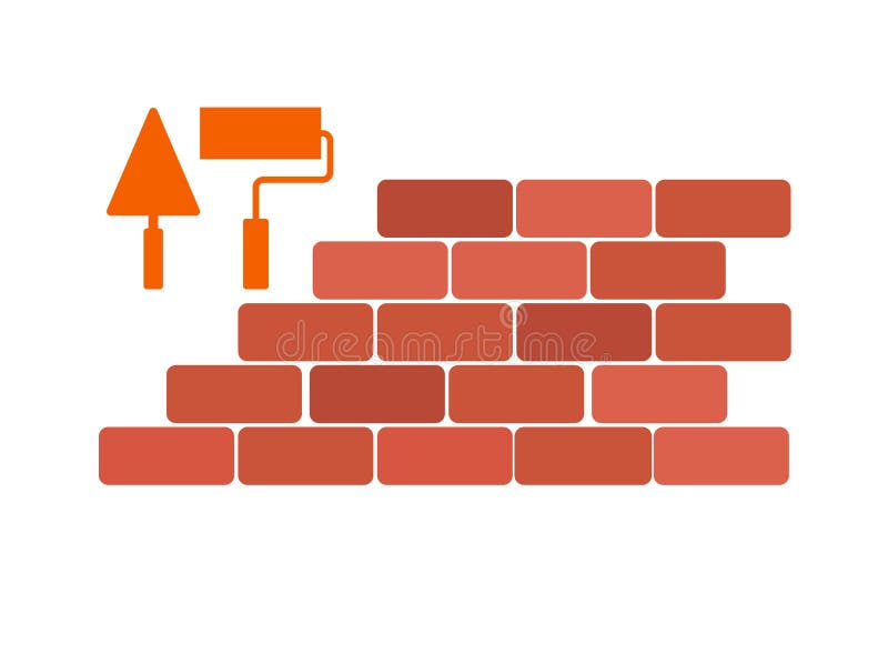 Brickwork with a Trowel and a Roller. Flat Icon Stock Vector ... Brickwork with a Trowel and a Roller. Flat Icon Stock Vector ...