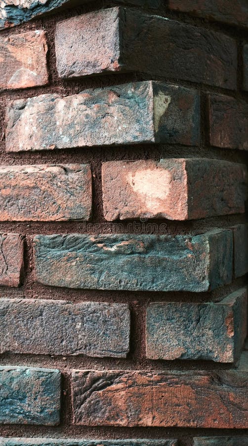 Mottled Red Brown Black Old Rustic Brick Wall Background. Retro ...