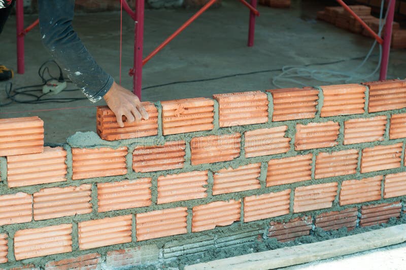 Masonry work stock photo. Image of industry, architecture - 118888230