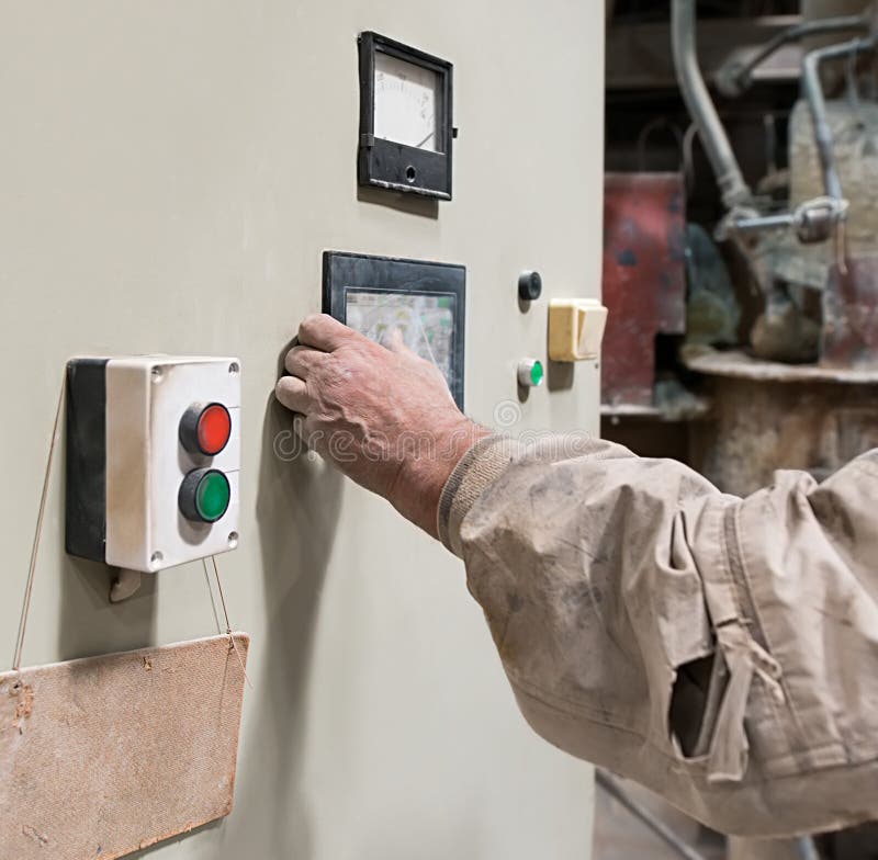 Man Controls of a Machine CNC Stock Image - Image of horizontal ...