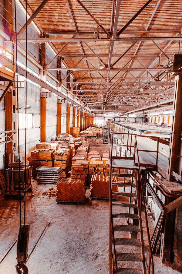 Brickworks. Production Workshop Inside. Manufacturing Facility Stock Photo - Image of technology ...