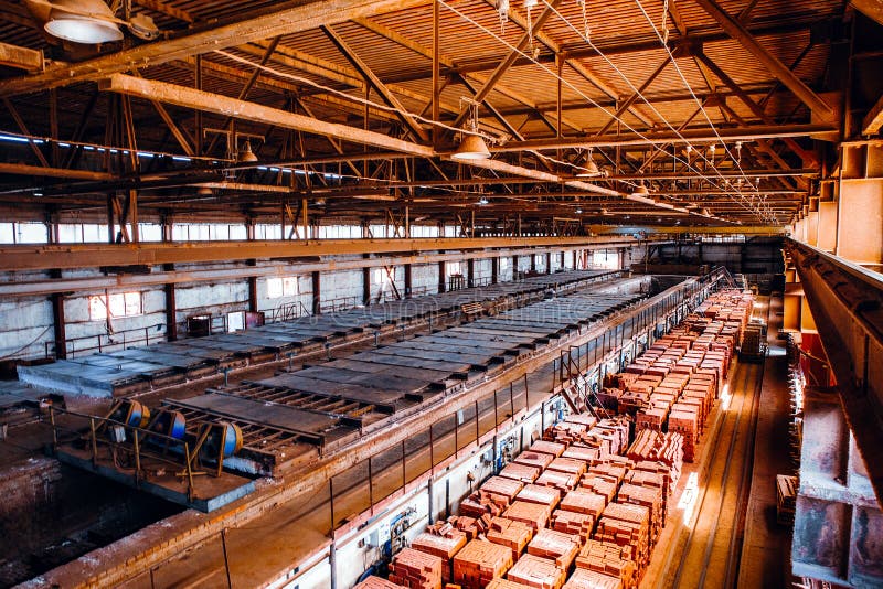 Brickworks. Production Workshop Inside Stock Image - Image of pallet ...