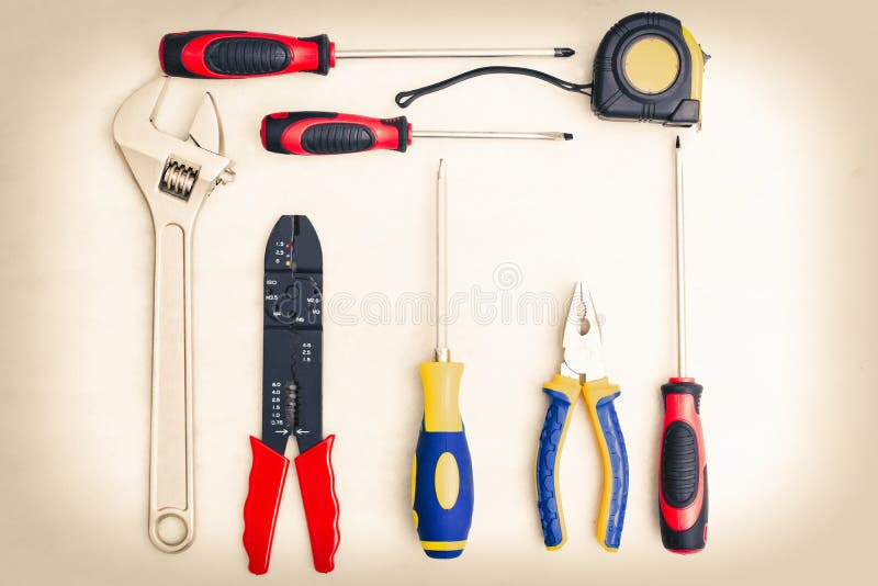 Bricolage and Construction Tools Stock Photo - Image of electrician ...