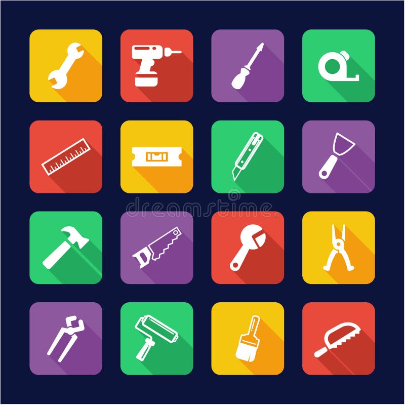 Bricoleur Icons Flat Design Illustration de Vecteur - Illustration du ...