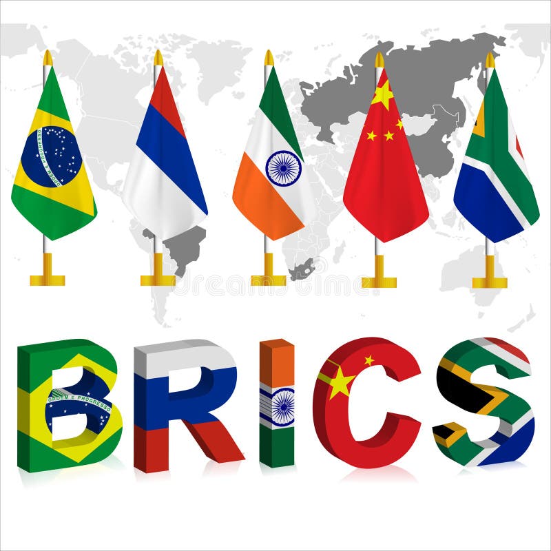Brics Alphabet and Flag Country Isolated on White Background for Icon ...