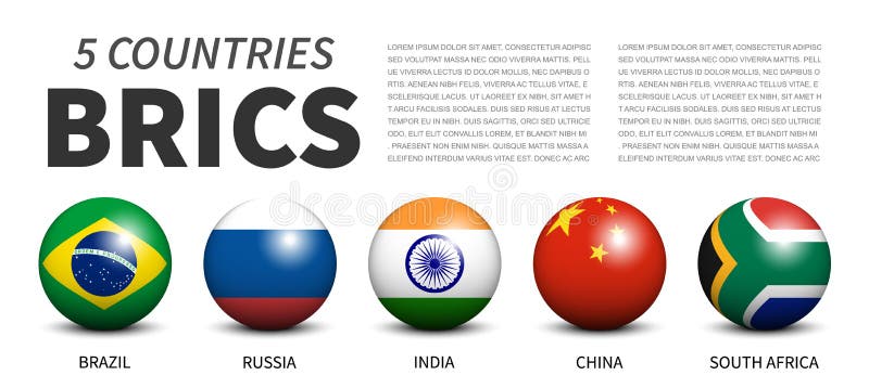 BRICS . Association of 5 Countries and Flags and Map . Waving Flag ...