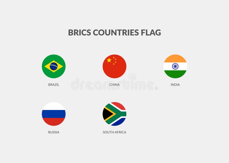 Brics Countries Flag Icons Collection Stock Vector - Illustration of ...