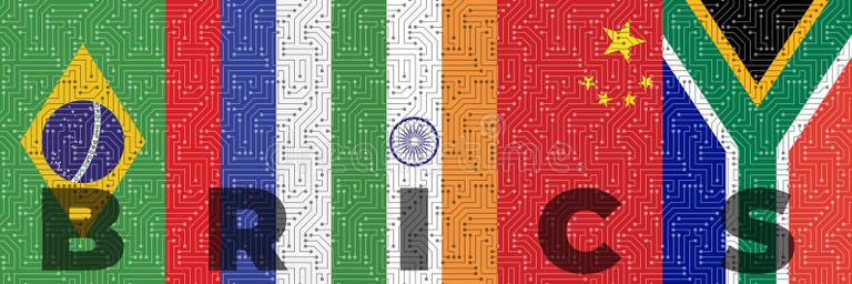 BRICS Nations Interconnected through a Digital Matrix Stock Photo ...