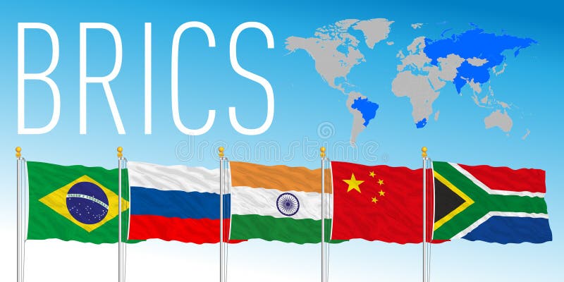BRICS Summit, Flags of the Countries and Map Stock Illustration ...