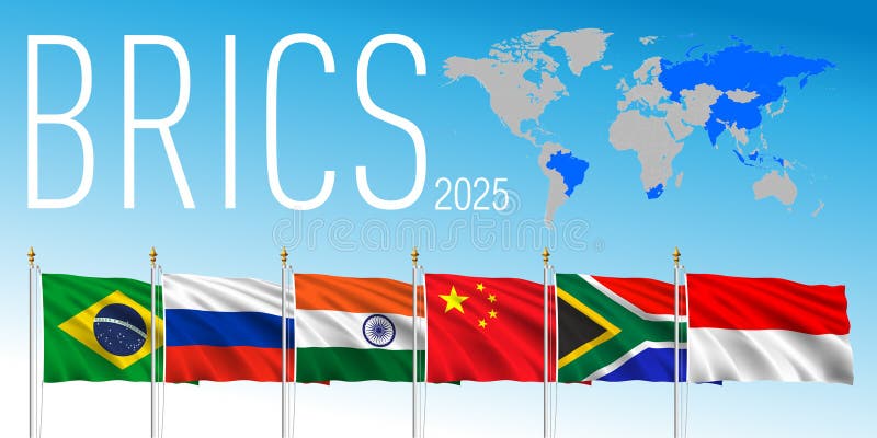 BRICS Summit, Flags of the Countries and New Map, Vector Illustration ...
