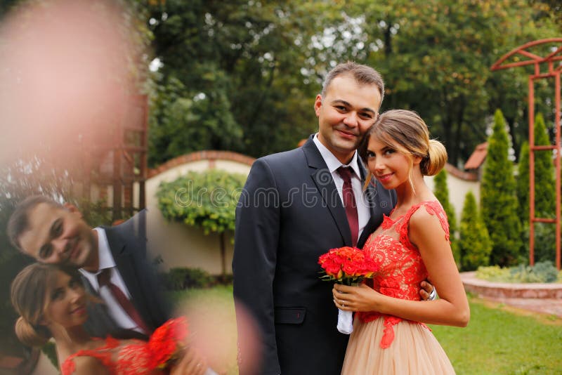 Bridal Couple Celebrating Their Wedding Stock Image - Image of colorful ...