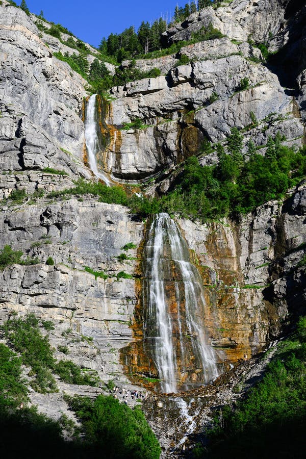 Bridal Viel Falls Cascade Over Rocky Ledge in Scenic Waterfall Stock ...