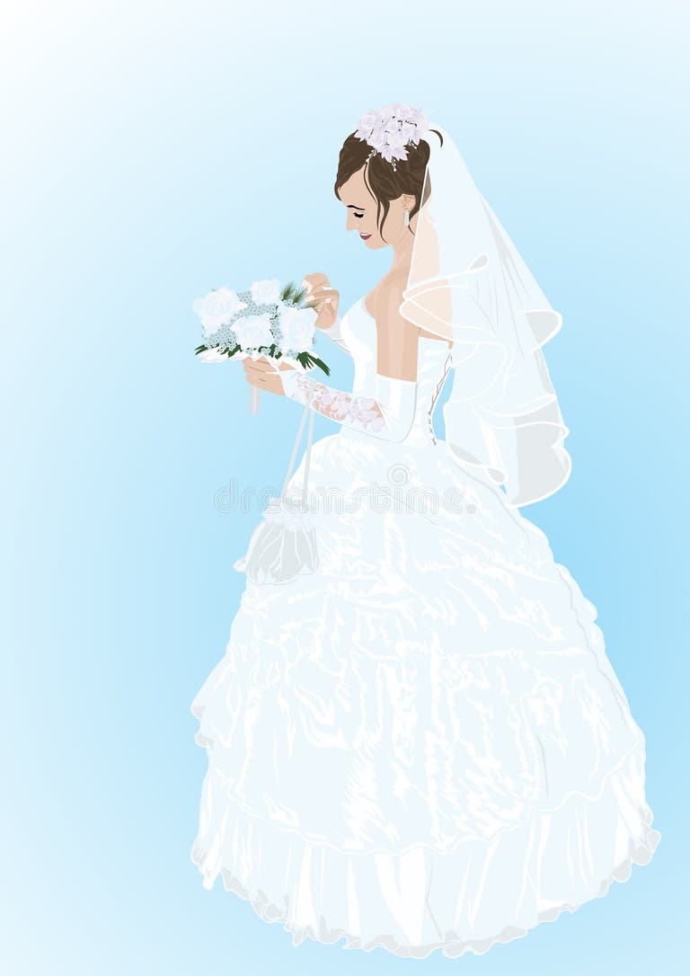 Young Bride Holding Flowers Stock Illustrations – 743 Young Bride ...