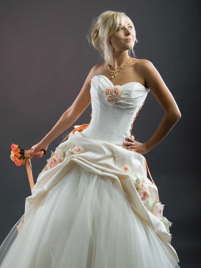 Beautiful Bride Posing Dramatic in the Studio Stock Photo - Image of ...