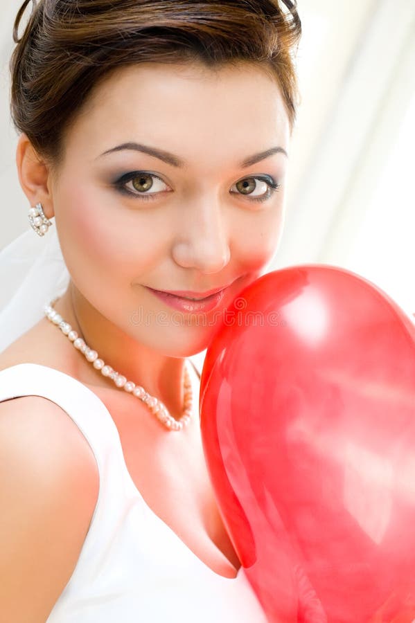 Bride with balloon stock image. Image of hold, ready - 17393999