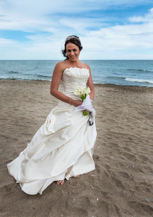 Bride on the Beach stock image. Image of emotion, white - 30687245