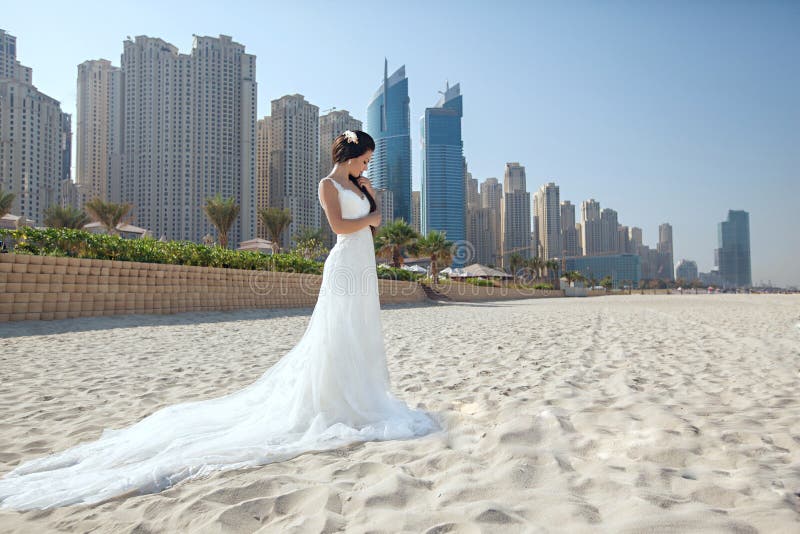 Bride at Beach Wedding stock photo. Image of hair, caucasian - 50245200