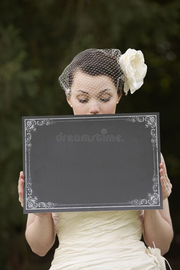 Bride and blank board stock photo. Image of female, blackboard - 19566122