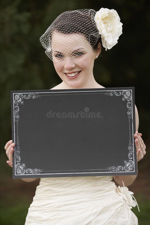 Bride and blank board stock image. Image of hold, dress - 19566245