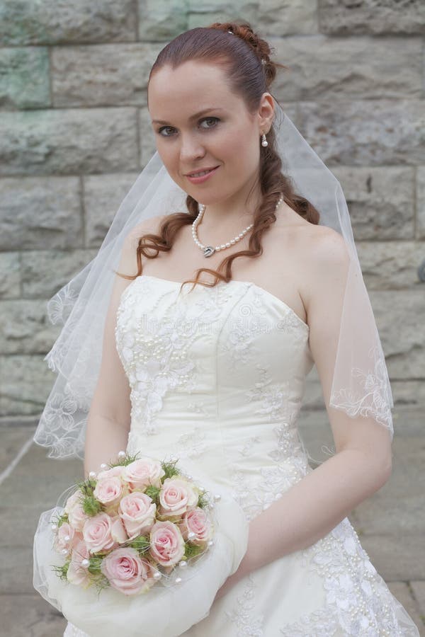 Bride with bouquet stock photo. Image of portrait, bride - 15856286